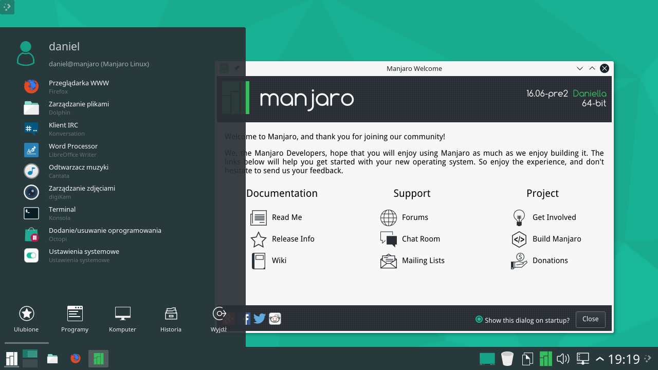 Manjaro 16.06 pre2 - Daniella | manjaro.pl